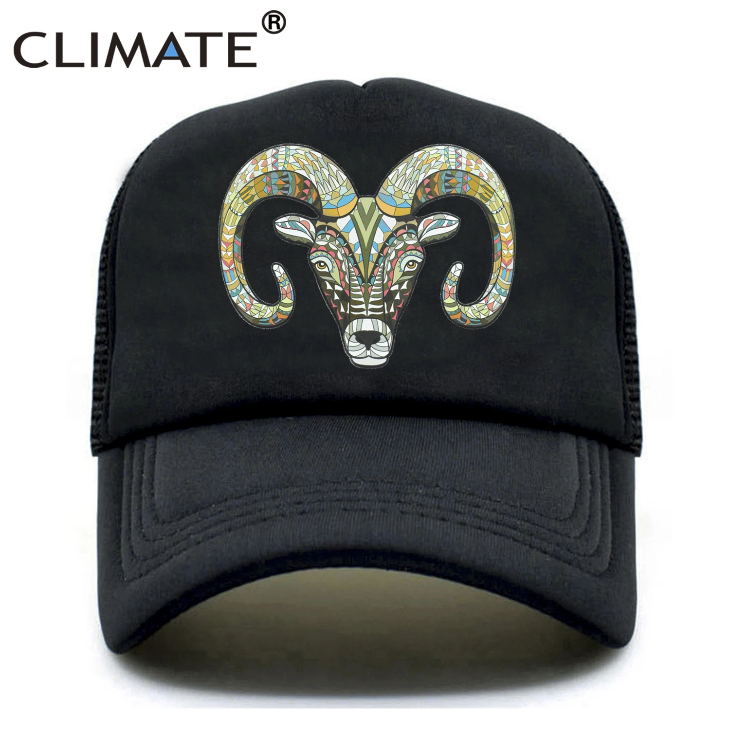 CLIMATE Goat Trucker Caps Hat Women Men Cool Goat Head Hat Cap Hip Hop ...