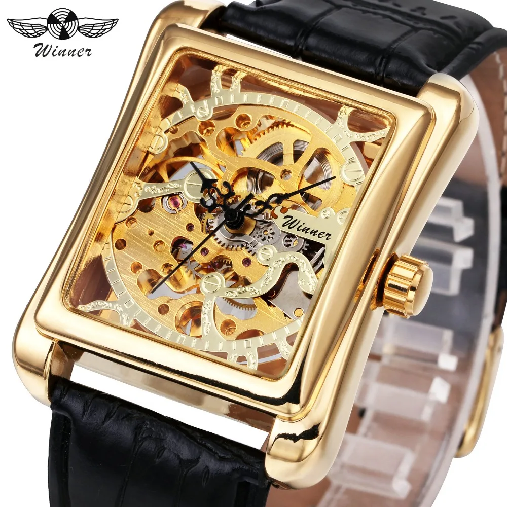 WINNER Men Luxury Mechanical Watches Leather Strap Luxury Retro Brand ...