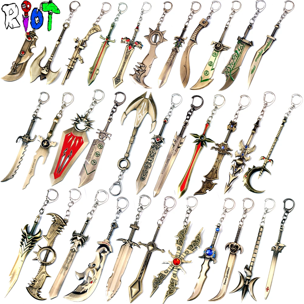 33 종류 영웅 동맹 키 체인 전설의 무기 모델 키 체인 lol 게임 액세서리 남자와 여자를위한 열쇠 고리 funs ...