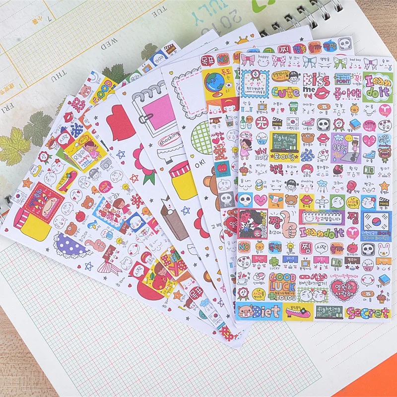 8 Sheets Paper School Stationery Sticker DIY Album Scrapbooking Diary ...