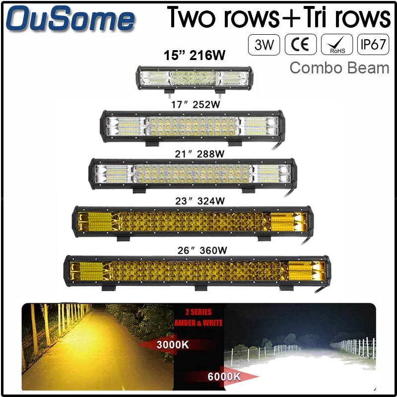 Amber white 15" 216W 17" 252W 20" inch 288W 23" 324W 26" inch 360W ...