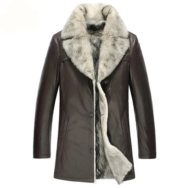 100% white real wolf fur jacket 6xl clothing tops waterproof natural ...