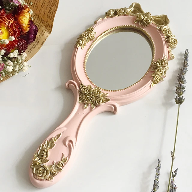 Fancy Hand Mirrors Old Ornate Mirror With Beveled Glass, Antique Dutch