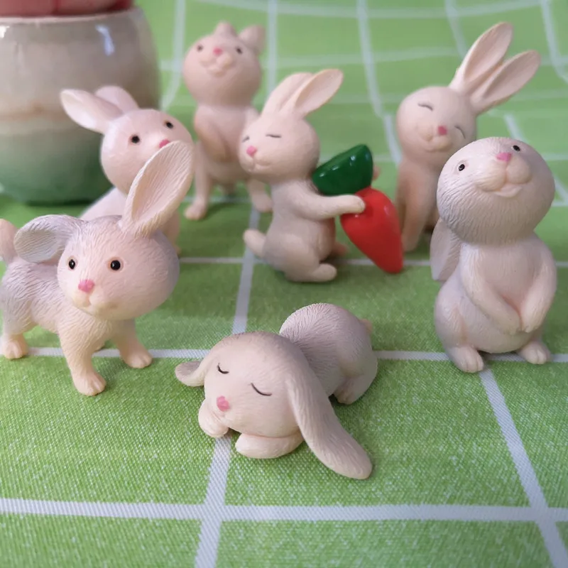 Miniature rabbit in a cup tiny clay figurines home decor Dolls ...