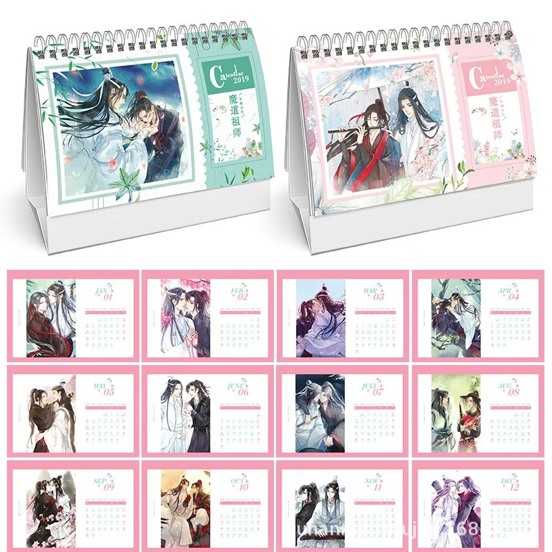 2019 Creative Anime Series Desk Calendar DIY Cartoon Table Calendars ...