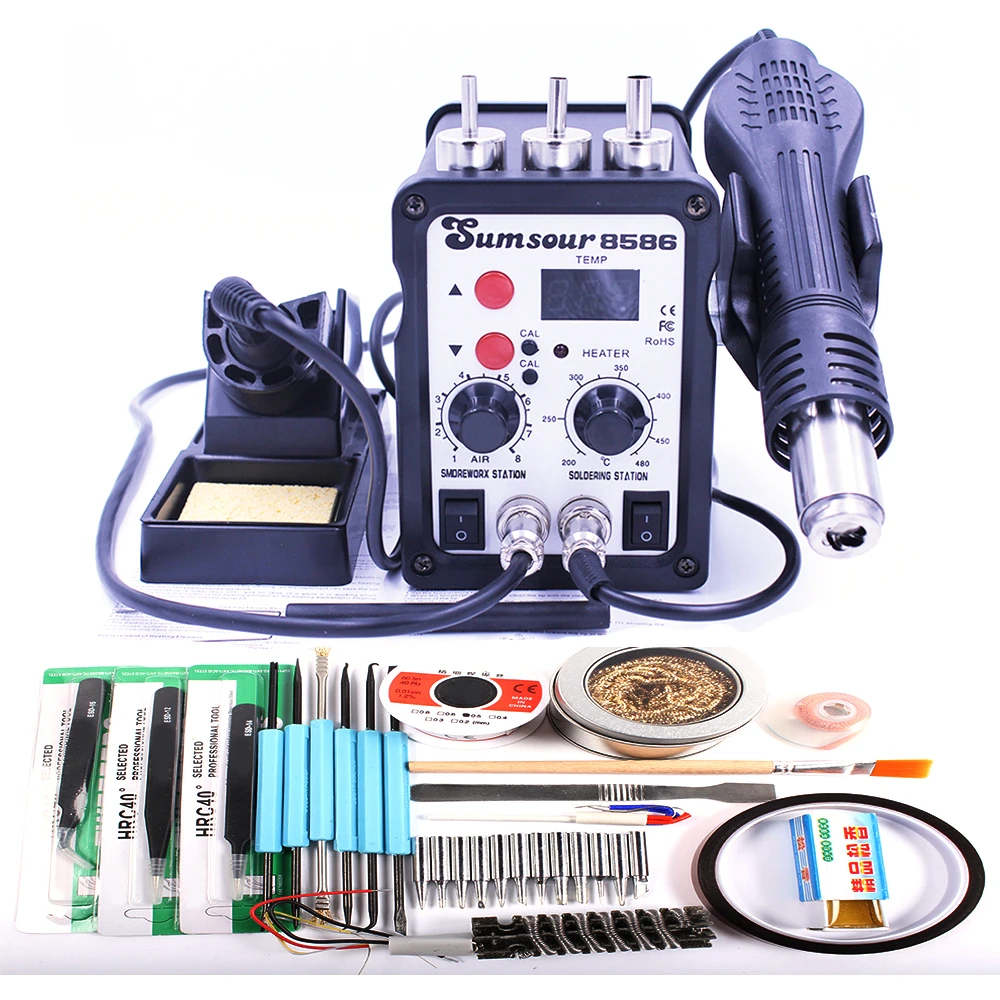 8586 Solder Rework Station 110v / 220v 2 In 1 Hot Air Heat Gun ...