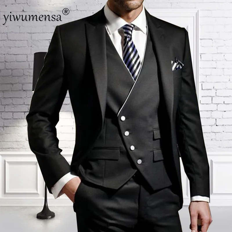 Ywms-350 Black Formal Men Suit Slim Fit Mens Suits Bespoke Groom Tuxedo ...
