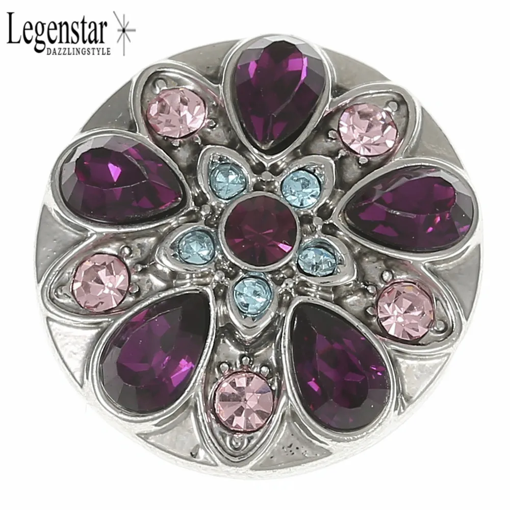 Legenstar18mm Snap Button Colorful Crystal Flower Charm Snap Fit ...