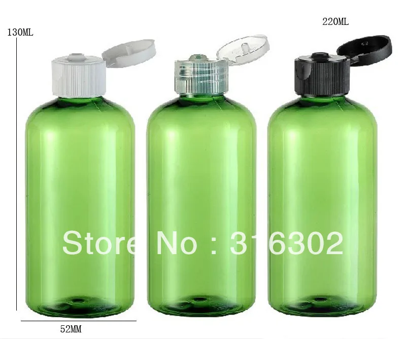 220ml Empty Green PET Bottle With Flip Top Cao 220cc Plastic Cosmetic Packaging|cosmetic ...