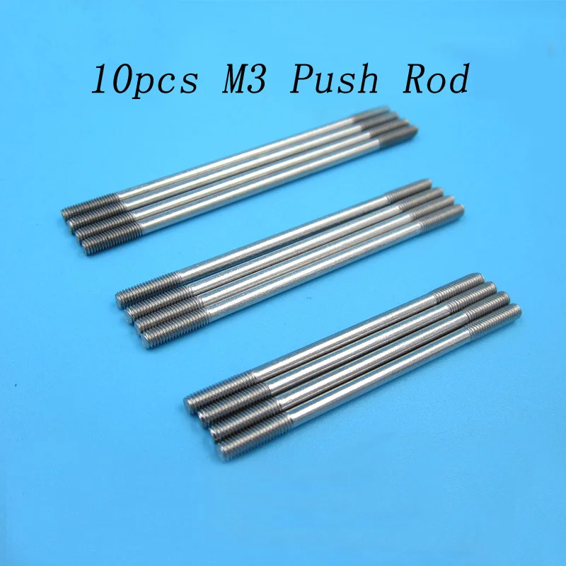10PCS M3 Metal Tail Push Rod 25 300mm Pull Threaded L10mm Connecting ...