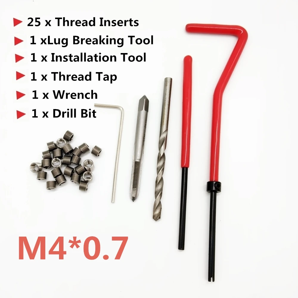 25pcs Car Pro Coil Drill Tool Metric Thread Repair Insert Kit M4 for ...