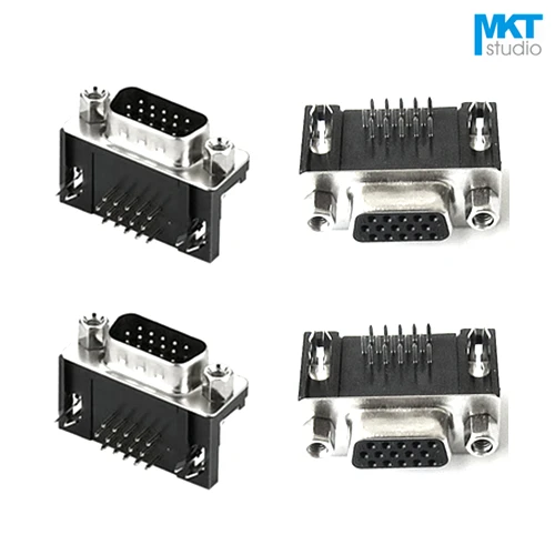 100 Uds macho/hembra negro DB15 DR15 d sub ángulo derecho 3 pines de Triple fila PCB montaje VGA ...