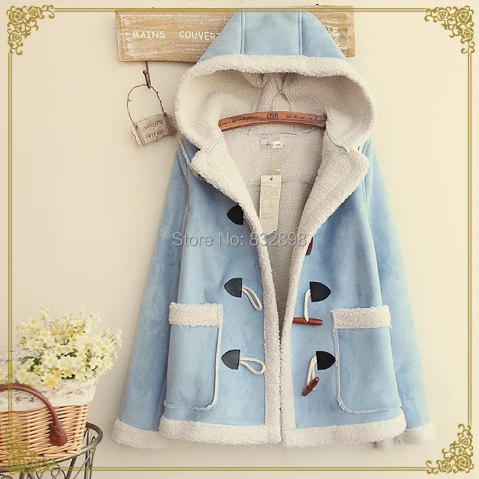 Cute Sky Blue Lolita Coat High Quality Warm Winter Coat Wool Coat Girls ...