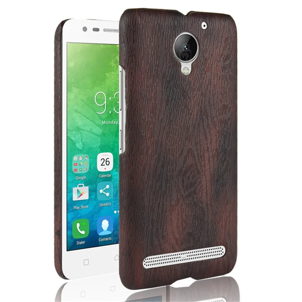 subin New For Lenovo C2 Power Case 5.0 inch PU Wood Leather grain ...