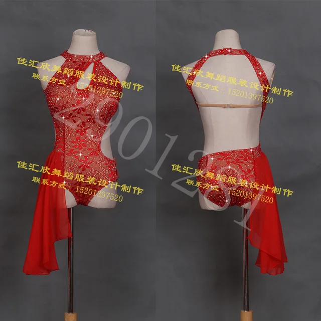 Nuevos trajes de danza Salsa traje de encaje rojo diseño Halter ...