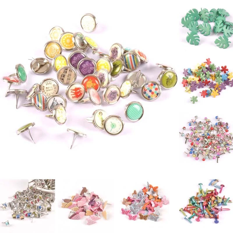 2019 new mixed Pattern Round Diy Brads Scrapbooking Embellishment ...