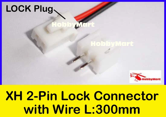 JST XH 2.54mm 2 Pin LOCK Female Connector with Wire and LOCK male ...