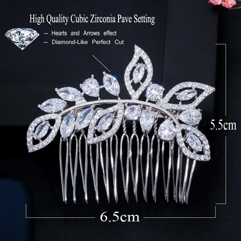 CWWZircons элегантный узором из цветов и листьев кубического циркония с украшением в виде ...