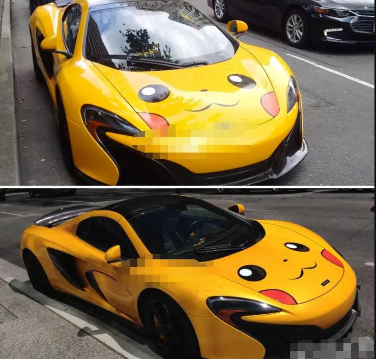 Pikachu car sticker cartoon smile face car head cover car sticker ...