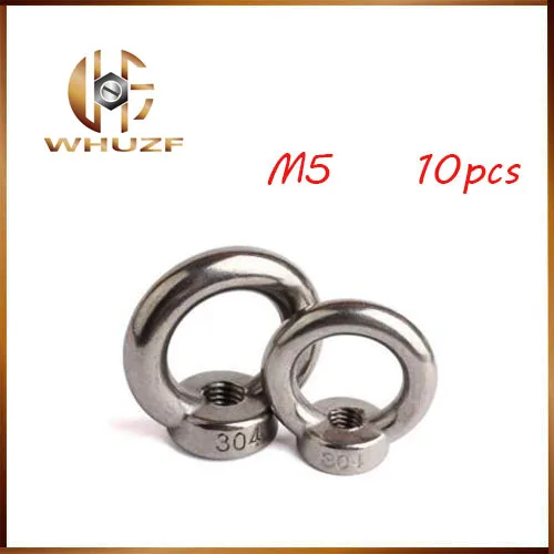 10pcs M5 Lifting Eye Nuts 304 Stainless steel Round Rings Hook nut ...