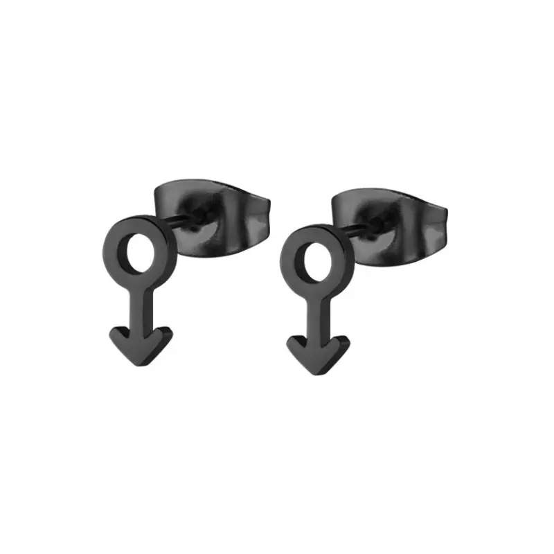 1Pair Biological Symbol Male Stainless Steel Earrings Mars Shield and ...