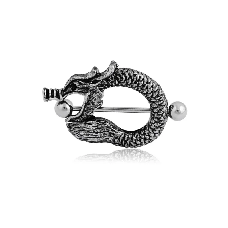 Piercings Body Jewelry 14 Gauge (1.6mm) Retro Dragon Chinese Loong 316l ...