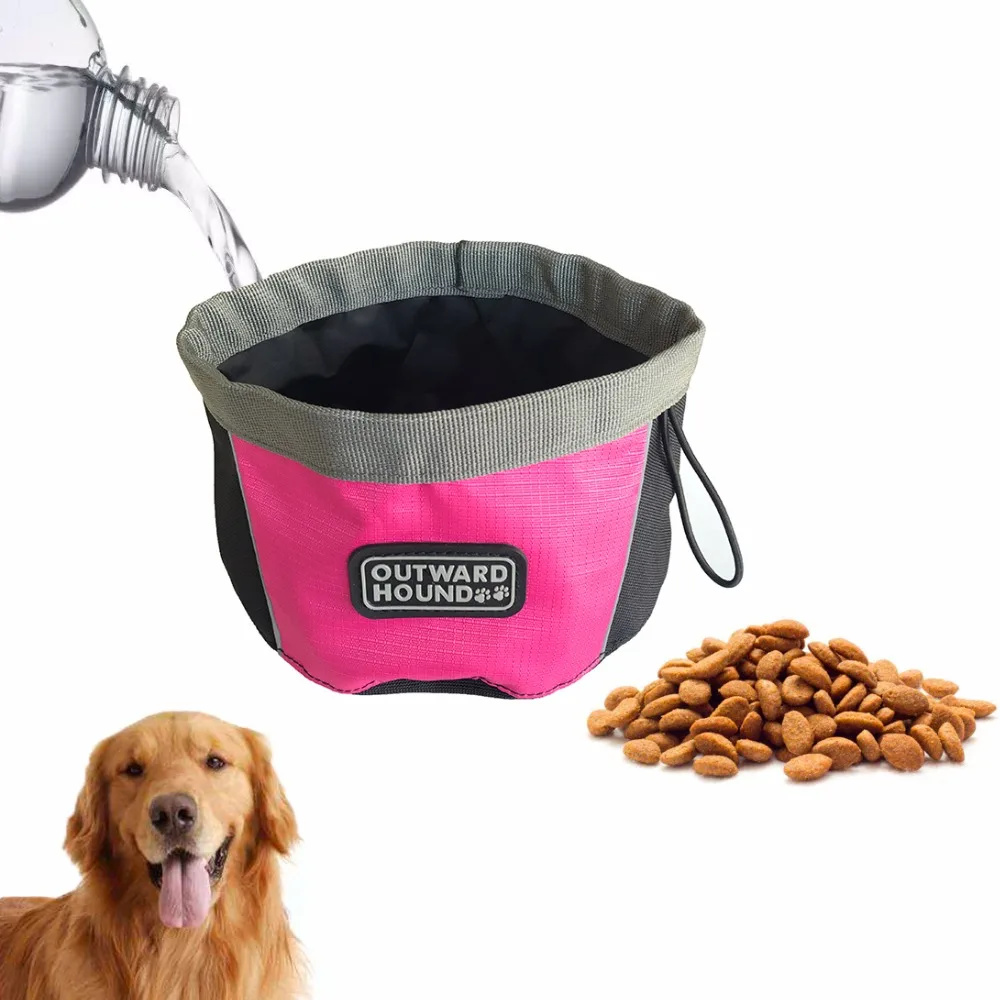 Collapsible Pet Dog Food Water Bowl Container Outdoor Waterproof Oxford ...