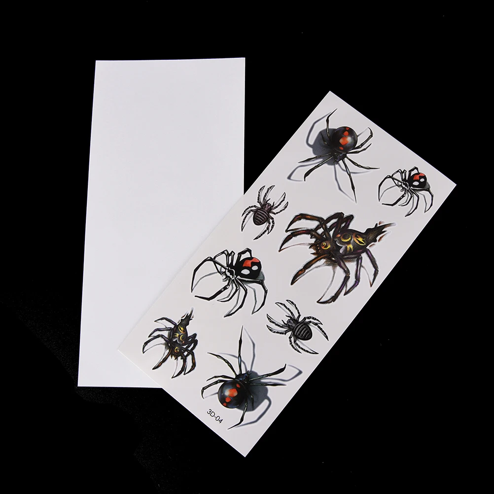 3D Color Spiders Insects Disposable Tattoo Stickers Large Pattern Water ...