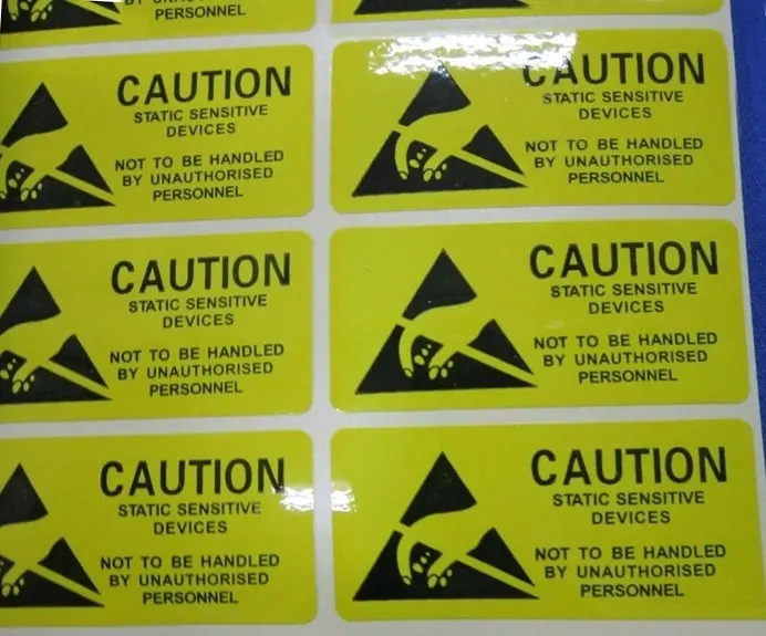 Antistatic Warning Sticker Caution Sticker 25*55mm 300pcs Yellow Coated ...