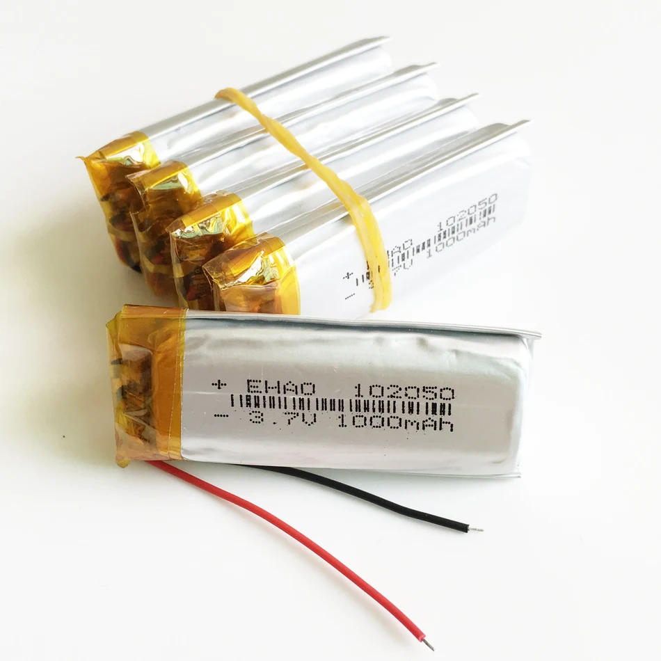 5 PCS 1000mAh 3.7V Lithium Polymer Lipo Rechargeable Battery 102050 for ...
