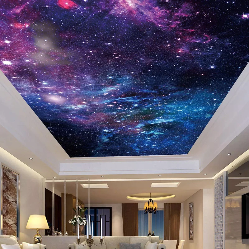 Custom Wallpaper Ceiling Stickers Mural 3d Beautiful Starry Sky Living ...