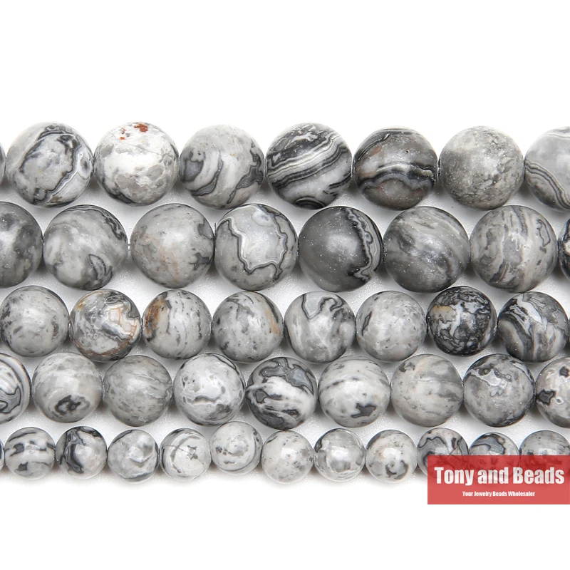 Natural Stone Map Jasper Round Beads 15" Strand 4 6 8 10 12MM Pick Size ...