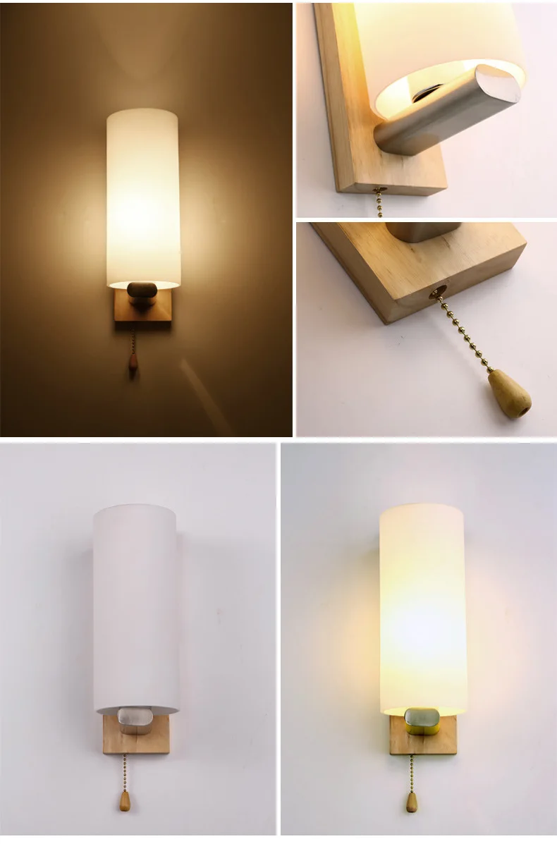 Modern Simples Criativo Madeira Maciça Lâmpada de Parede de Cabeceira ...