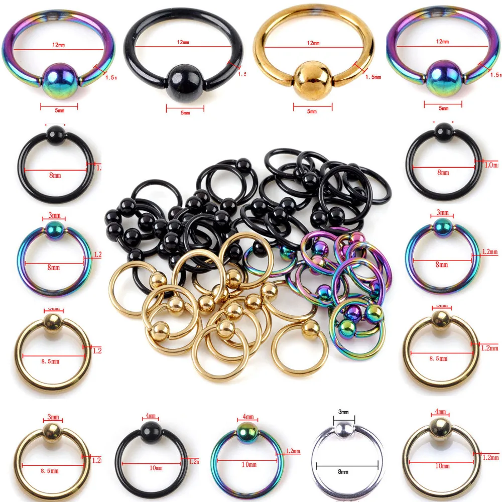 1PCS Stainless Captive Hoop Bead Rings BCR Eyebrow Tragus Nose Nipple ...