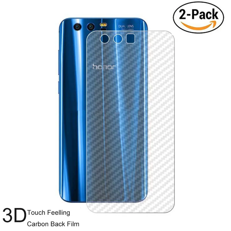 2PACK 3D Transparent Carbon Sticker Fibre Back Film For Huawei Honor 9 ...
