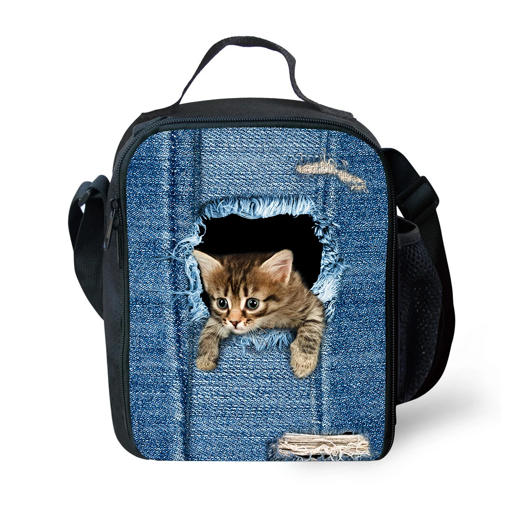 Portable Small Lunch Bag Cat Dog Animal Print Insulated Cooler Bags ...
