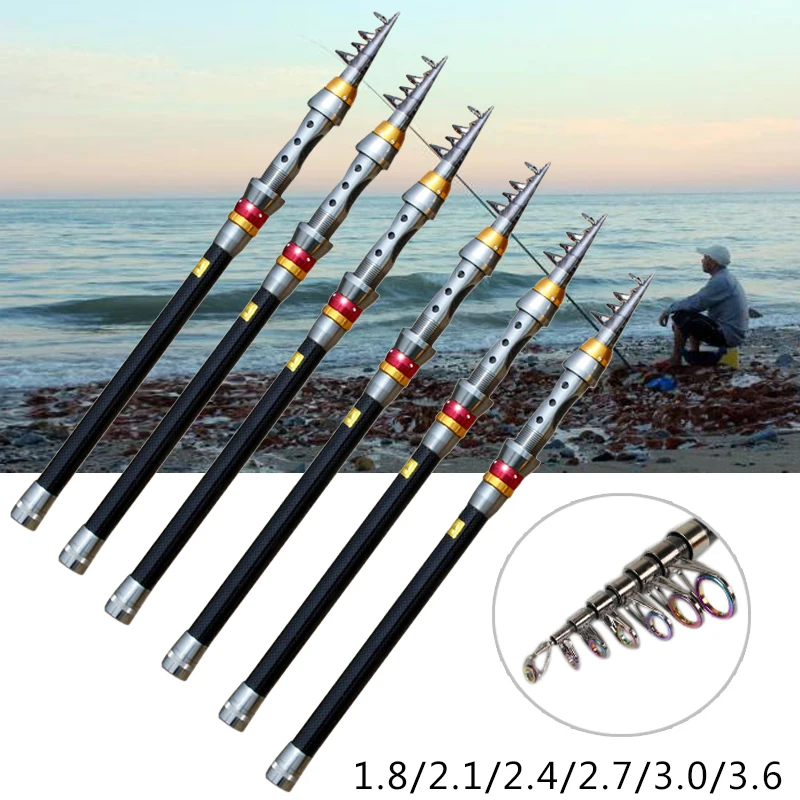 Ultralight Carbon Fiber Telescopic Fishing Rod 1.8 3.6m Short Sea Rods ...