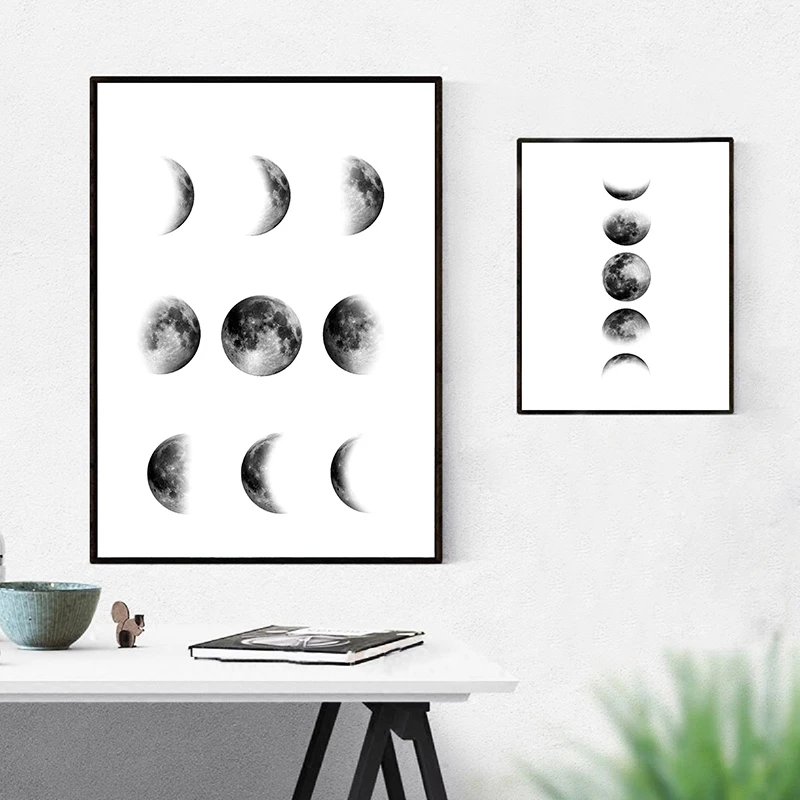 Черно-белая луна картина на холсте Duknow Style | AliExpress