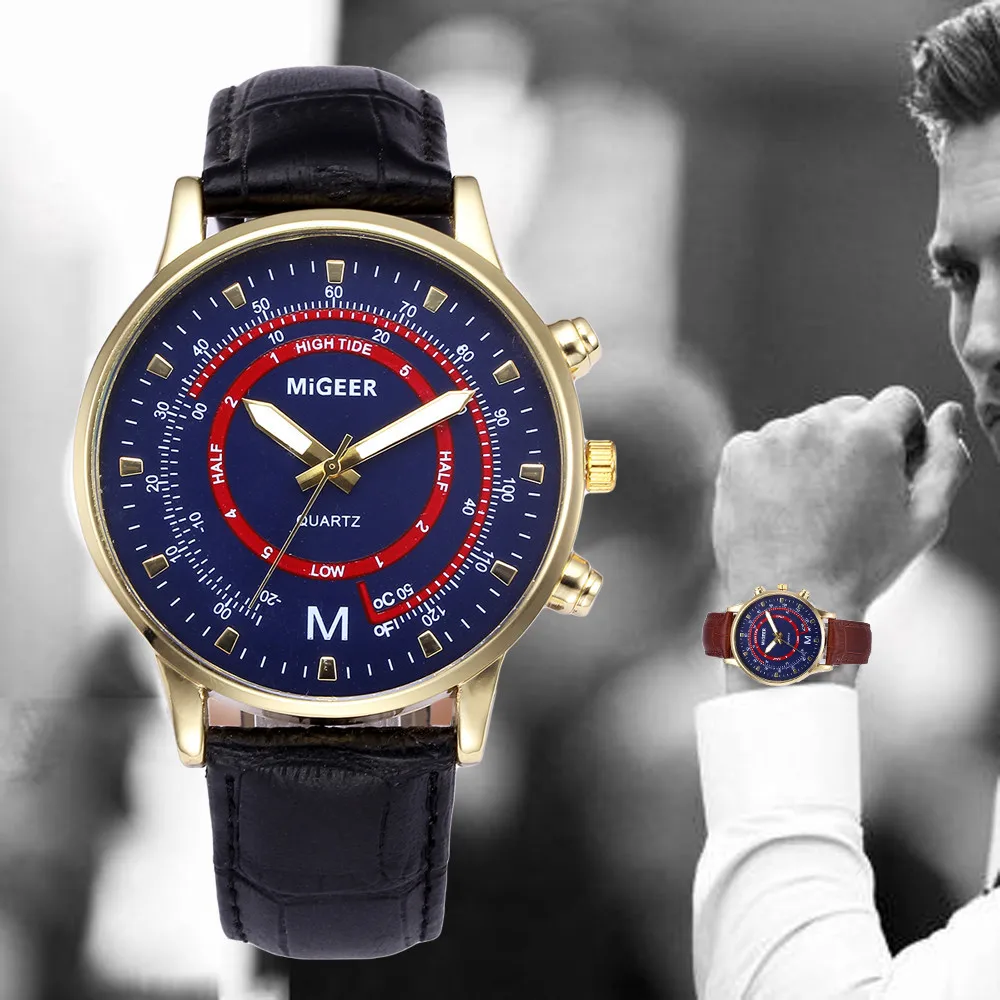 MIGEER Reloj de negocios para hombre, correa de cuero, moda deportiva ...