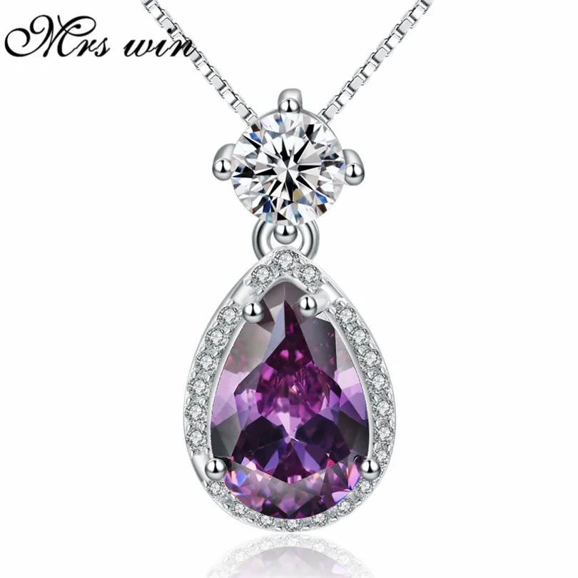Mrs win Fine Jewelry Amethyst Pendant Genuine 925 Silver Sterling ...