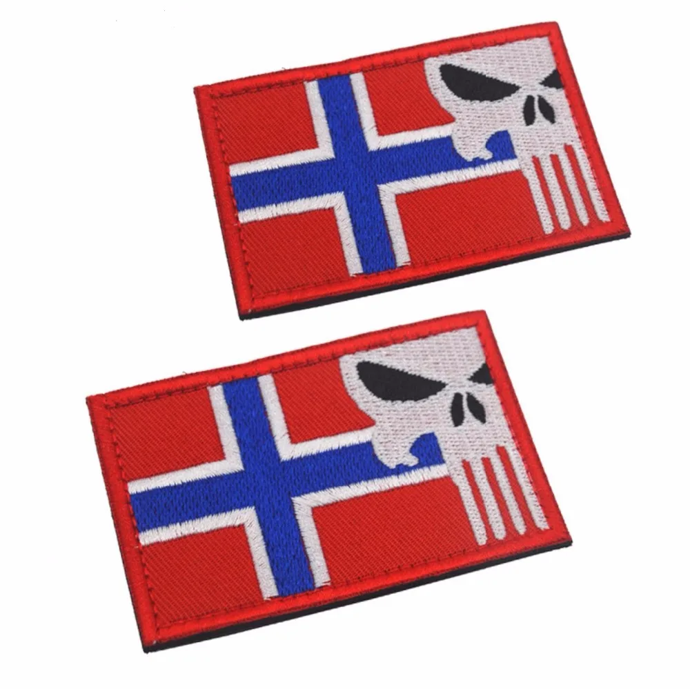 10pcs Embroidery Norway Flag Patch Hook Loops Military Punisher ...