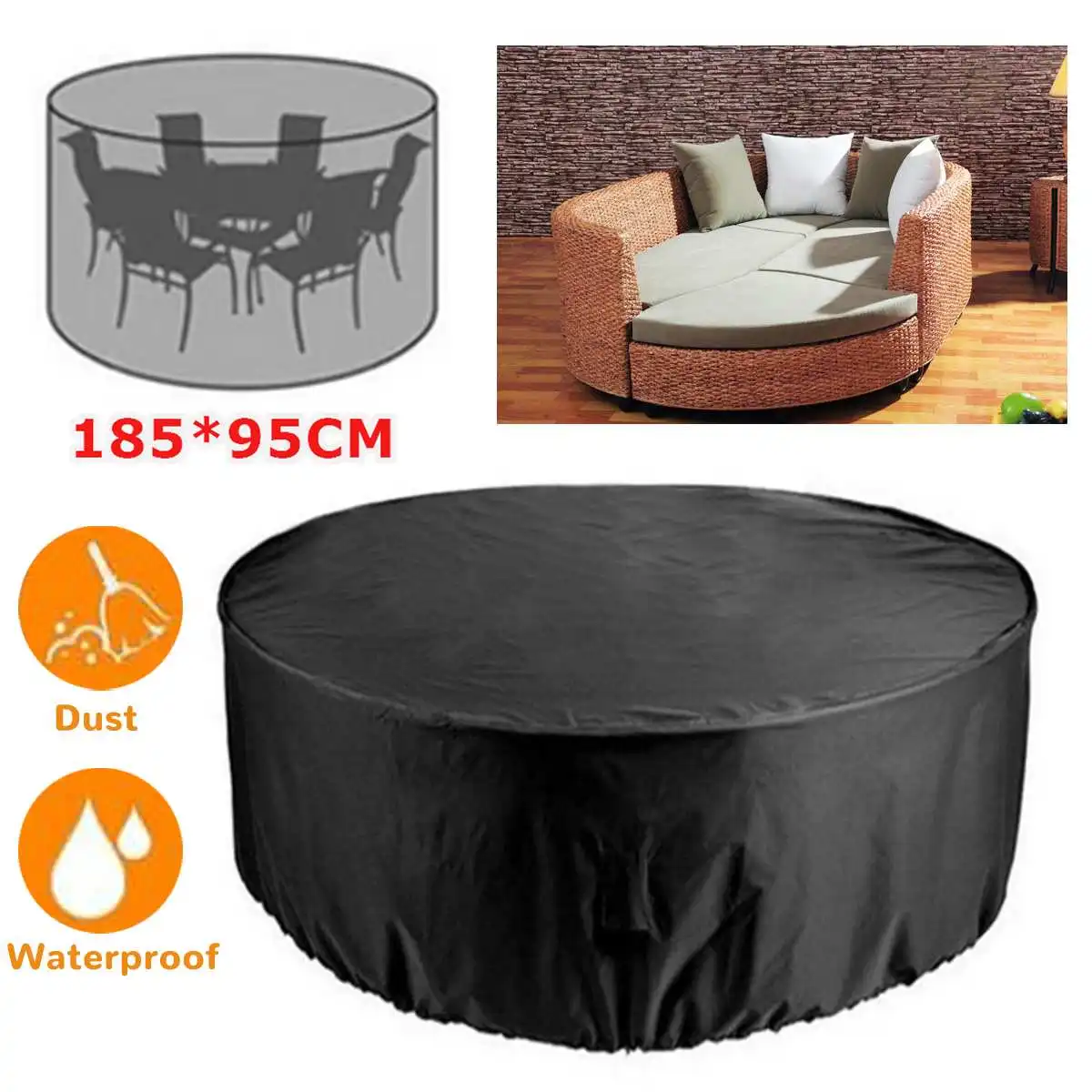 Round-Sofa-Dust-Cover-Outdoor-Garden-Yard-Patio-Rain-and-Snow-Table ...