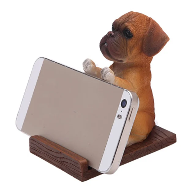 Universal Phone Holder Wood Grain Resin 3D Animal Cute Pet Smart Dog ...