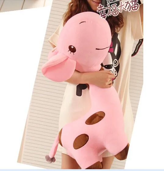 big lovely cartoon spots giraffe toys cute pink giraffe plush doll ...