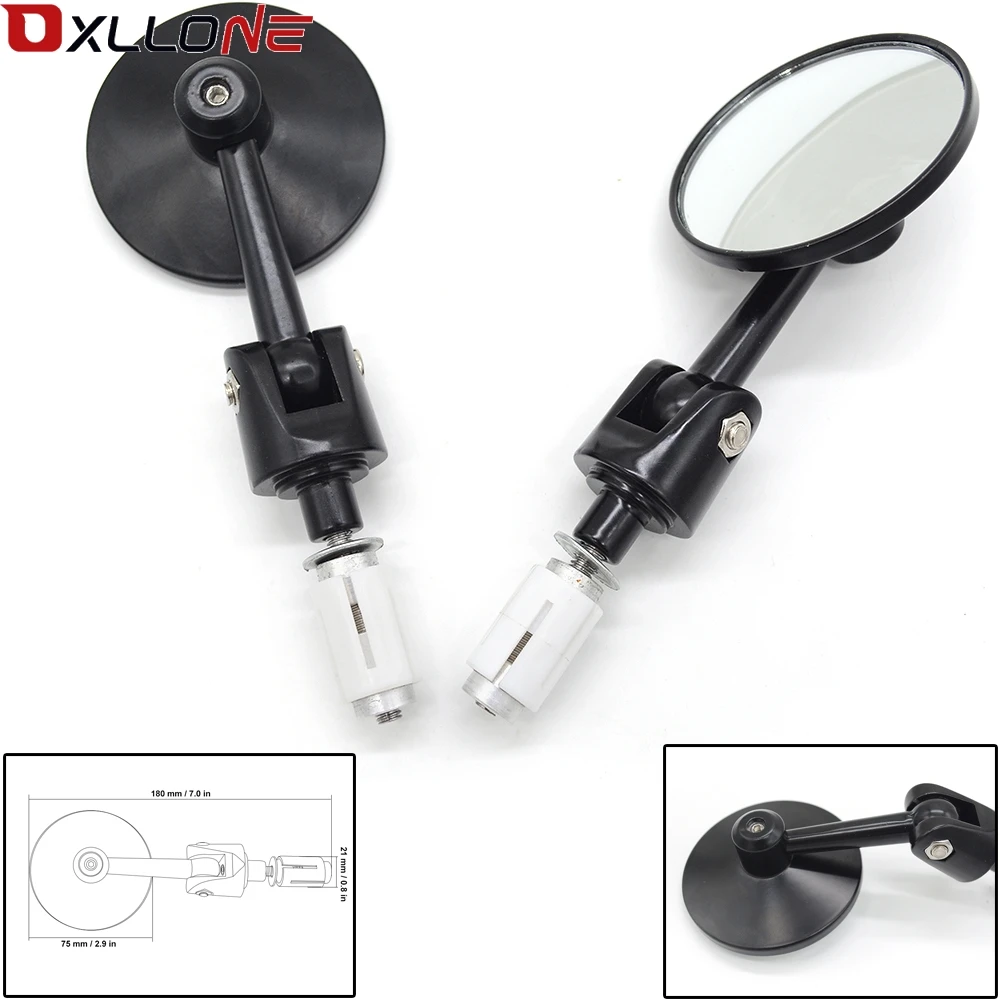 1pair 7 8 Universal Round Motorcycle Mirrors Rear View Handle Bar End