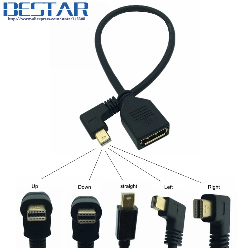 Mini DisplayPort Male 90 Degree Up & Down & Left & Right Angled to ...