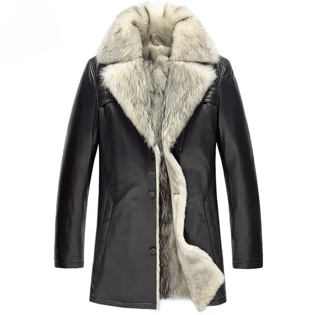 100% white real wolf fur jacket 6xl clothing tops waterproof natural ...