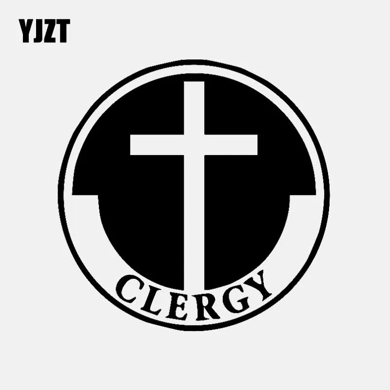 Yjzt 13.4cm*13.4cm Clergy Jesus Cross Car Sticker Vinyl Decal Black ...