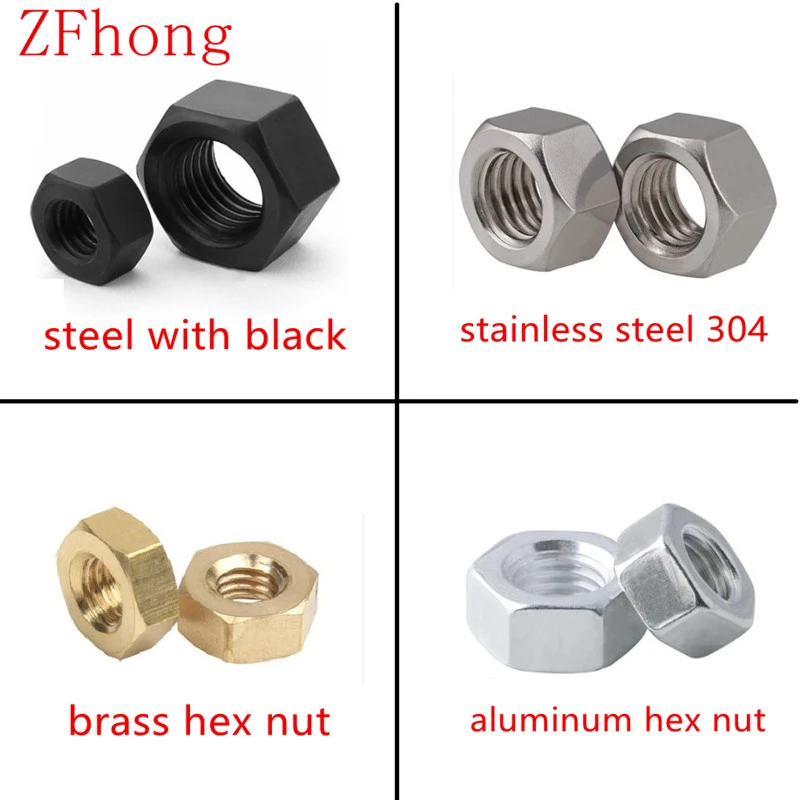 2 50pcs DIN934 M1 M1.2 M1.4 M1.6 M2 M2.5 M3 M4 M5 M6 M8 M10 M12 stainless steel brass steel with ...