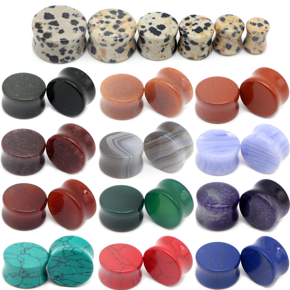 Alisouy 1 piece Natural Stone Ear Plug Ear Guages 6mm-16mm ear Tunnels ...
